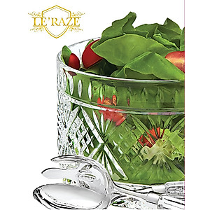 Set of 3 Crystal Clear Salad Bowl Serving Set, Salad Serving Utensils Included Large Serving Dish.