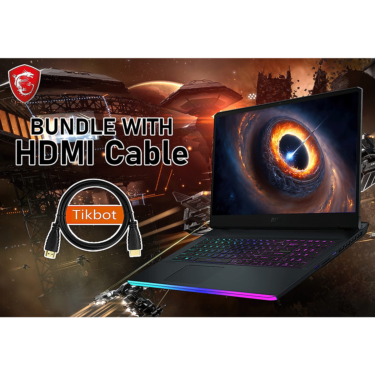 MSI GE76 Raider 2023 17.3" 144 Hz FHD Gaming Laptop Intel 14Cores i9-12900H 64GB DDR5 4TB NVMe SSD NVIDIA GeForce RTX3060 6GB HDMI RJ45 Thunberbolt4 Backlit DTS RGB Windows 11 w/HDMI