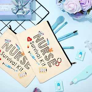 26 Pieces Nurse Survival Kit Cosmetic Bag Funny Gift for Nurse Practitioner Makeup Toiletry Nurse Bag Nurses Week Gifts Travel Zipper Nurse Pouch for Nurses School Birthday Teens Girls Accessories,
