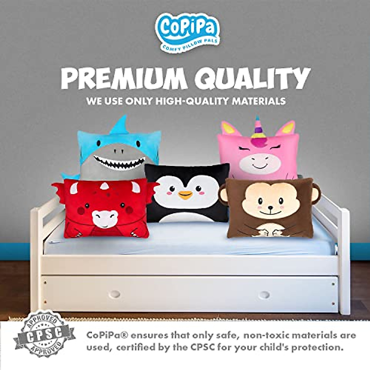 CoPiPa Plush Pillow & Pillowcase for Sleeping, 18" x 13" Kids Super Soft Decorative Unicorn Stuffed Animal Bed Pillow, Bedding Plush Gift for Toddlers, Boys & Girls (Mom’s Choice Award Gold Winner)