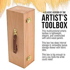 US Art Supply Artist Wood Pastel, Pen, Marker Storage Box with Drawer(s) (Medium Tool Box)
