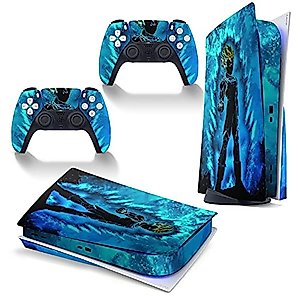 PlayStation 5 optical drive version sticker protective cover, Super Saiyan Prince Vegeta The Soul of Aeration While Fighting ps5 controller protective shell (compatible with ps5 optical drive)