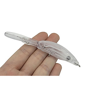 10PCS Unpainted Lure Blanks 6.28g 10.2cm with 6mm Free Fishing Eye Crankbait Baits Simulation Blank Body Clear Hard Baits Trout Salmon Minnow Lure Popper Lures Topwater Freshwater 6mm 8334