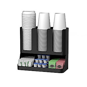 Mind Reader 6 Compartment Upright Breakroom Coffee Condiment and Cup Storage Organizer, Black, 13.5 x 4.30 x 12