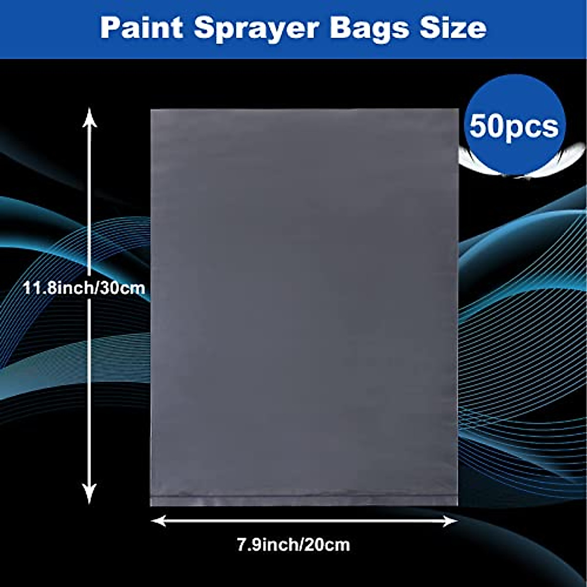 Paint Sprayer Bags 50 Pcs Disposable Clear Spray Gun Bags Sprayer Cup Canister Liners for HVLP Wagner Paint Sprayer Parts Accessories Compatible with Most Spray Guns (7.9 x 11.8 Inch)
