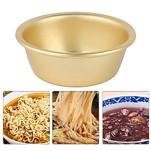 Korean ramen pan with lid quick noodle cooking pot Korean yellow aluminum soup pot noodle pot with handle for soup noodles(Rice Wine Bowl)