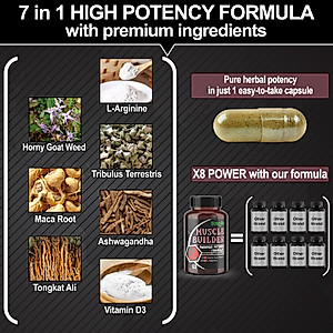 Ultra Muscle Builder Supplement 13800mg Highest Potency with L-Arginine, Tribulus - Increase Energy, Stamina, Strength, Sports Training Support 90-day supply (90 Count (Pack of 1))