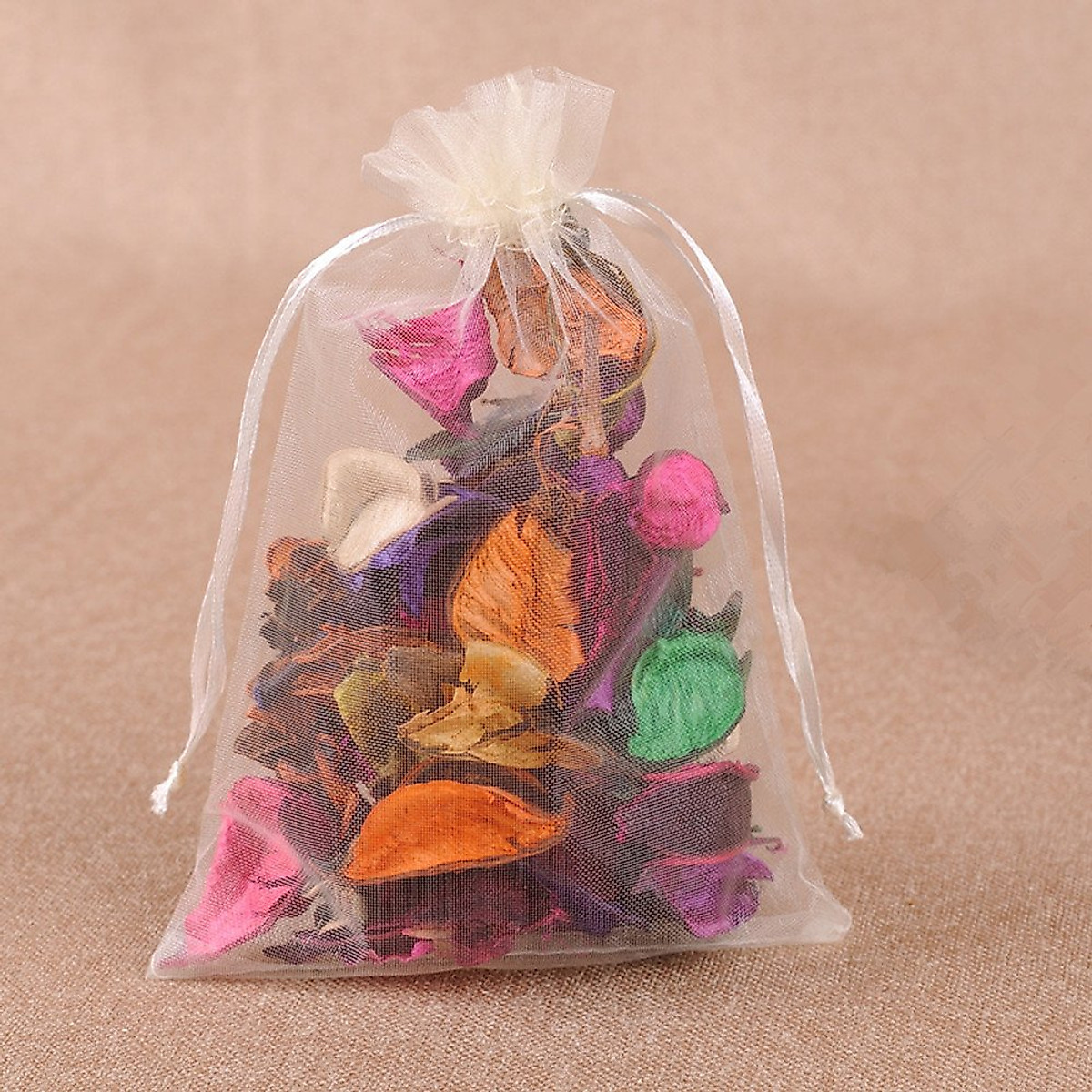 COTOSEY 50Pcs Organza Bags 12x16 inch Sheer Organza Favor Bags Extra Large Organza Drawstring Bags (White)