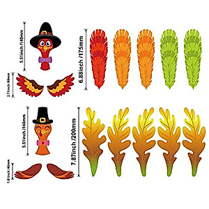 Konsait Thanksgiving Pumpkin Turkey Making Kit, Thanksgiving Turkey Craft for Kids, 6 Turkeys Fall Decor, for Give Thanks Thanksgiving Party Fall Turkey Craft Thanksgiving Party Games Accessories