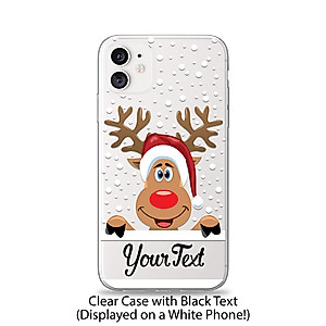 Case Charming Christmas Reindeer Personalized Case for iPhone 15 14 Pro Max 13 mini 12 11 XS XR X 10S 10R 10 8 Plus 7 SE Custom Clear Slim Soft Flexible TPU Rubber Phone Cover