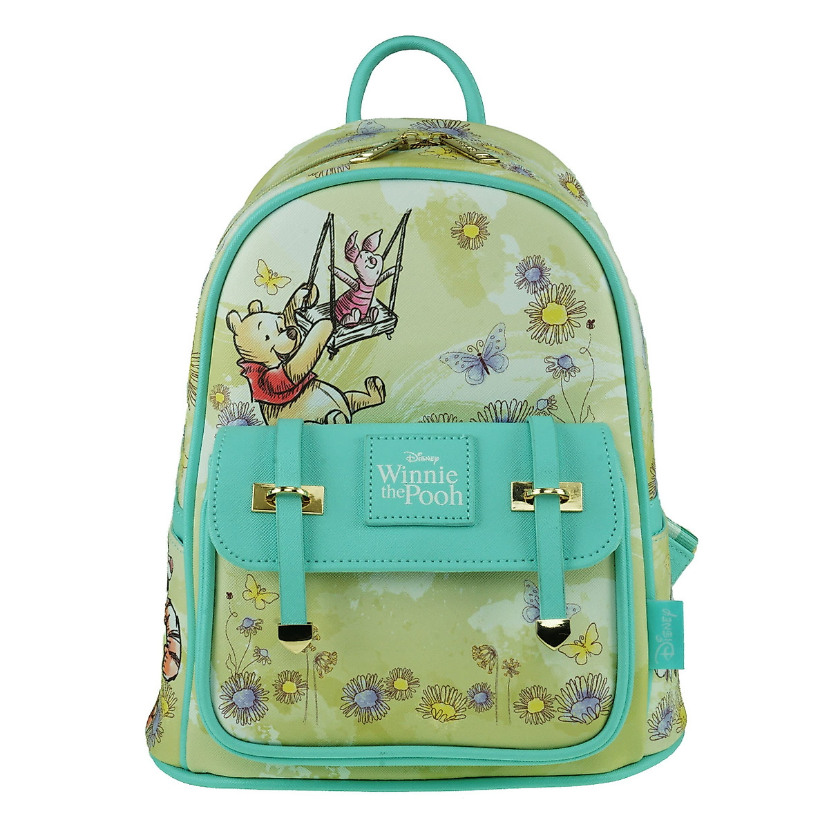 KBNL Winnie The Pooh 11 inches Faux Leather Mini Backpack - A21773, Multicoloured, Medium