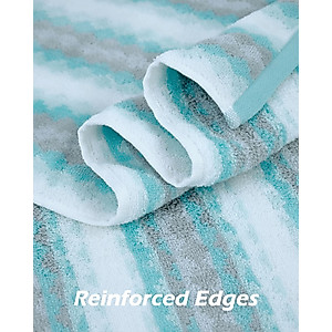 Jacquotha 6 Pack Cute Bath Towel Set Aqua Striped Pattern - Extra Soft, Lightweight, Quick Drying Towels for Bathroom Gym Spa Pool, Decrative Towels for Gifts