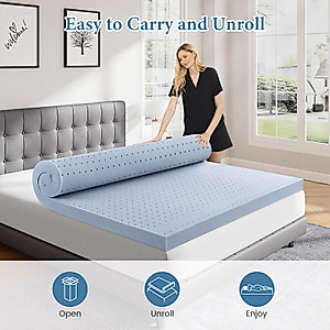 FP Flexpedic 2 Inch Twin Size Memory Foam Mattress Topper, Gel Cooling Bed Topper, Ventilated Design Soft Mattress Pad, Plush Feel, CertiPUR-US Certified, Purple