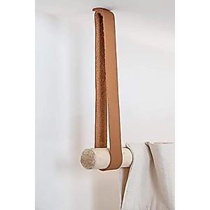 KEYAIIRA - Leather Ceiling Mounted Curtain Rod Mount - modern wardrobe clothing rack hanging hook for clothing drying rack storage bracket window treatment Scandinavian minimal hangers living room