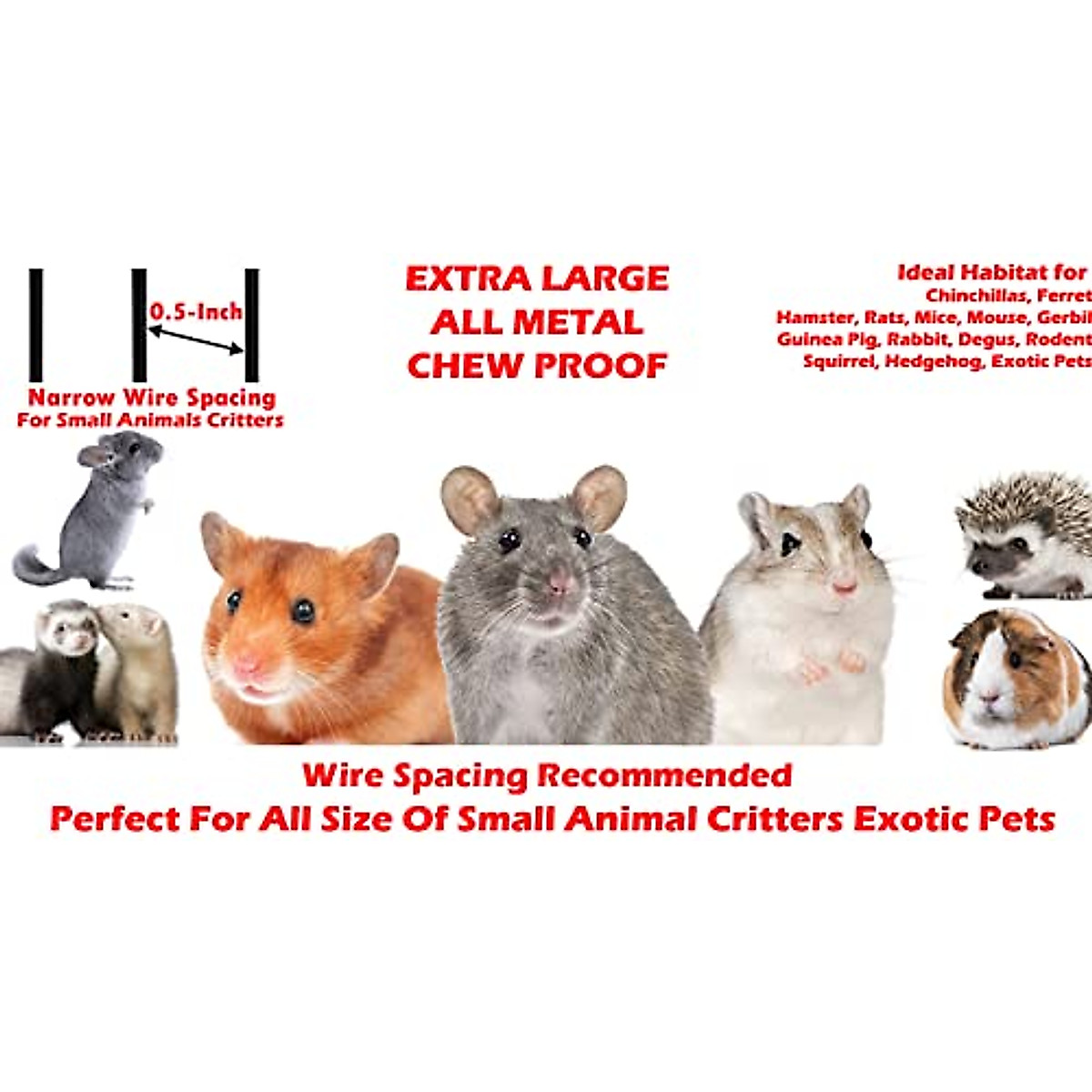 64" Extra Large Wrought Iron 4 Levels Ferret Chinchilla Sugar Glider Cage 30-Inch by 18-Inch by 63-Inch with Stand on Wheels