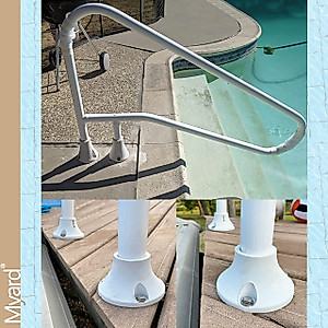 SMB3 Myard 3" Surface Mount Base Anchor Flange for 1.9" Swimming Pool Rail Handrail Ladder to Concrete or Wood Deck (Ivory White, 1-Pack)