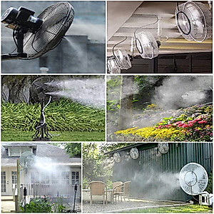 Laboomkey Stay Cool Outdoors with 18 Inch Misting Fan Kit - 26ft Water Mister Spray Tube& 5 Removable Brass Nozzles & Galvanized Solid Brass Adapter for patio misters for cooling outdoor