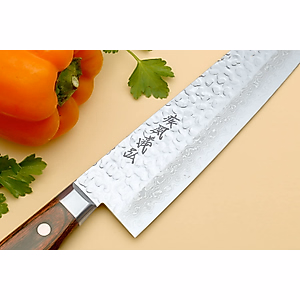 Yoshihiro VG10 16 Layer Hammered Damascus Gyuto Japanese Chefs Knife (9.5" (240mm))
