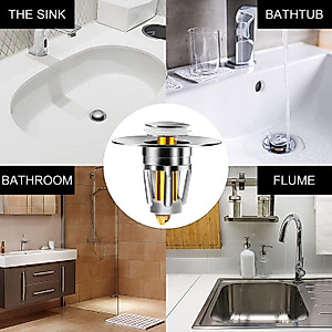Universal Bathroom Sink Stopper, Suitable for 1.06-1.96 inch Drain Hole,Sink Drain Strainer,pop up Drain Stopper for Bathroom,Bathtub,Tub Anti Clogging Sink Drain Filter with Hair Catcher