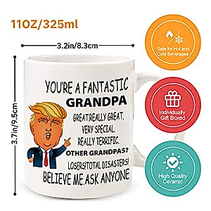 Funny Coffee Mug for Grandpa - You're A Fantastic Grandpa, Birthday Gifts for Grandfather, Thanksgiving Christmas Gifts for Papa, Retirement Gift for Grandpa, Inspirational Gifts for Grandpa