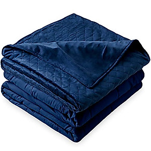 Bare Home 17lb (60" x 80") Weighted Blanket with Cover for Adults - All-Natural 100% Cotton - Improved Heavy Blanket with Premium Glass Beads (Dark Blue, 60"x80")