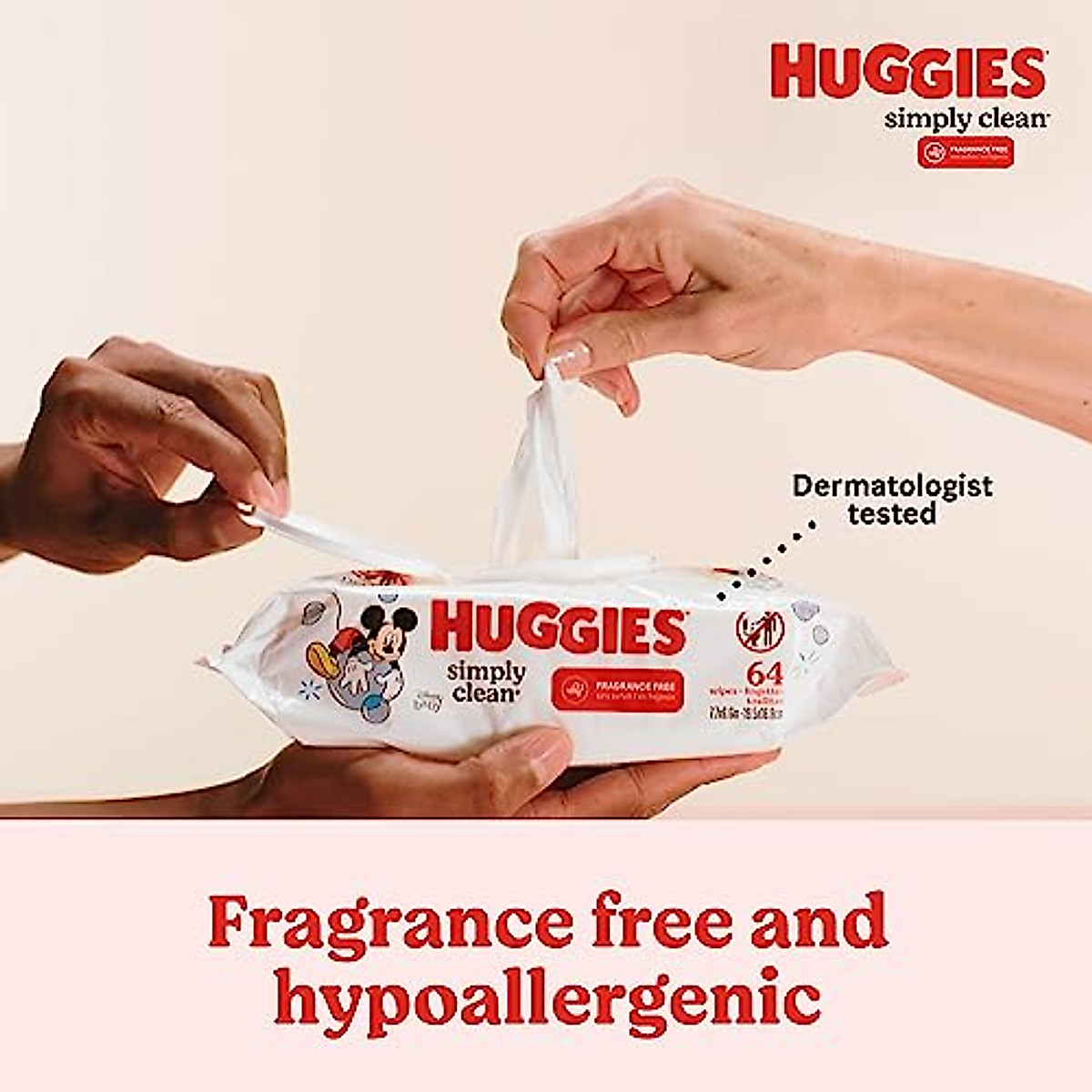 Huggies Simply Clean Fragrance-Free Baby Wipes, 3 Flip-Top Packs (192 Wipes Total)