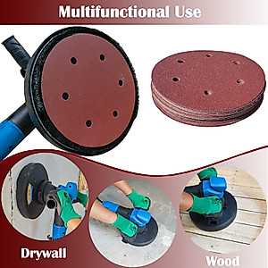 100 PCS 9-Inch 6-Hole Drywall Sanding Discs Set - 60 80 120 150 240 Grits Sandpaper, 9" Aluminum Oxide Hook-and-Loop Drywall Sander Paper for Power Drywall Sander