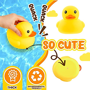 Deekin 10 Pcs 5 Inches Large Yellow Rubber Ducks Bulk Large Duck Bath Toy Squeak Rubber Duckie Bathtub Floating Bath Duck for Birthday Party Decoration Gift Swimming Pool