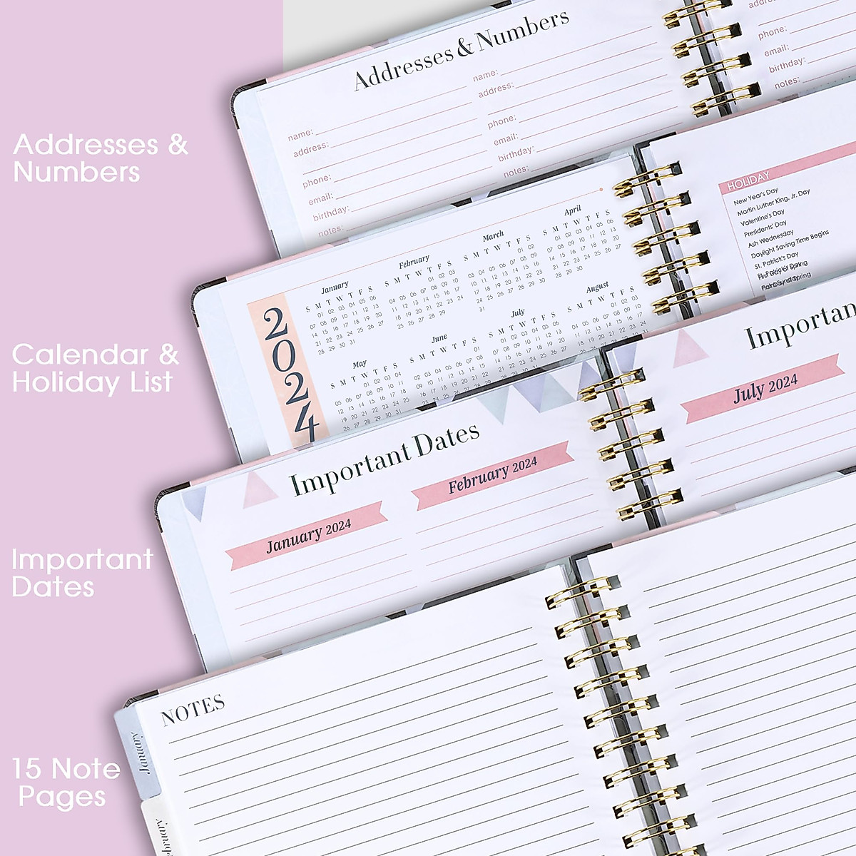 2024 Planner - Weekly & Monthly Planner 2024 with Gift Box, Jan 2024 - Dec 2024, Planner 2024, 8" x 10" Thick Paper, Back Pocket with 15 Notes Pages + 12 Monthly Tabs