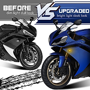 QUASCO Flush Mount Motorcycle Turn Signals Smoked Lens led Blinkers Compatible with Yamaha YZF R1 R3 R6 R6S FJ 09 FZ MT 07 09, Amber