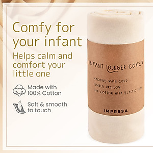 Impresa Infant Lounger Cover fits Snuggle Me Lounger - Tight Fit - 100% Cotton Sheet for Infant Floor Seat - Machine Washable - Natural Color