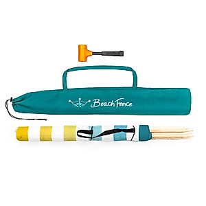 BEACH FENCE Premium 20 ft Beach Windscreen, Privacy Screen, Wind Blocker - Tahitian Sunset, Free Rubber Mallet and Carry Bag Included