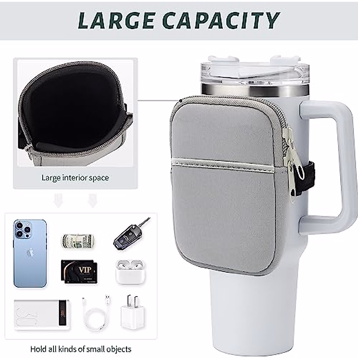 Mefaster Stanley Cup Accessories Set Includs 6 Pcs Silicone Spill Proof Stopper, 2 Pcs Straw Cover Cap for 9-10 mm Straw, 1 Pcs Silicone Boot for Stanley Cup Stanley 40oz & 30oz Tumbler (2 Pouch Set)