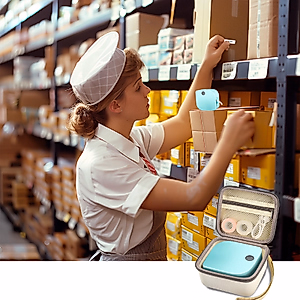 Case for MakeID HD(300dpi) Label Maker Machine with Tape, Hard Travel Carrying Storage Bag Holder with Accessories Mesh Pocket (Box Only)-Beige