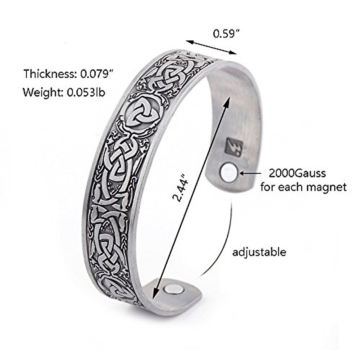 Norse Celtic Knot Bracelet Trinity Knot Bracelet Mens Viking Bracelet Cuff Bangle for Women