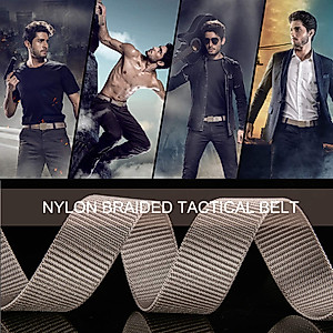 Coobbar 3-Pack Belt Web Nylon Canvas Belt Plastic Buckle Belt Travel Adjustable Nylon Web Slide Belt Web Belts for Men(Khaki)