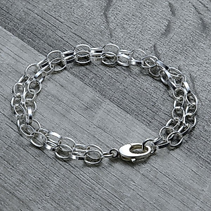 Layered Chain Charm Bracelet in Sterling Silver 8.0 inches (7.0 inches)