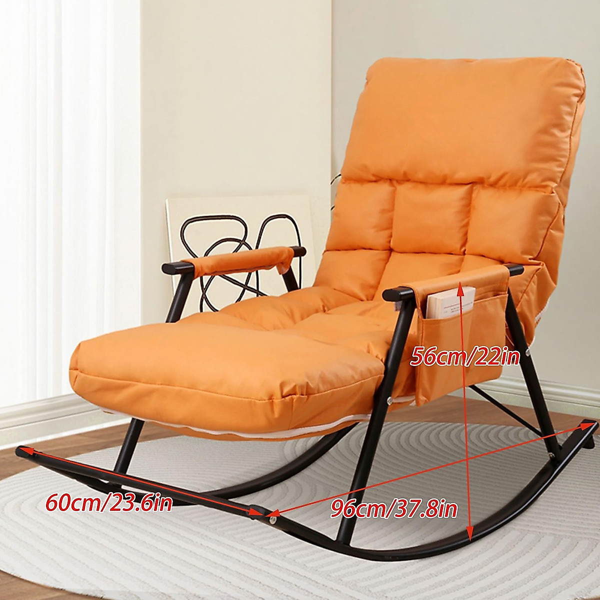 SFJATTA Fully Padded Patio Chair, Heavy Duty Adjustable Recliner, Rocker Chair Outdoor, Rocking Camping Chair, for Outside Reclining Chair with Cushion & 5 Positions Patio Chair (Color : Sea Blue)