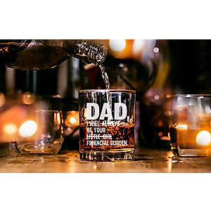CARVELITA Dad I Will Always Be Your Little Girl Financial Burden 11oz Engraved Whiskey Glasses - Dad Gifts From Daughters, Funny Dad Glasses, Financial Burden Dad Mug, Dad Favorite Child