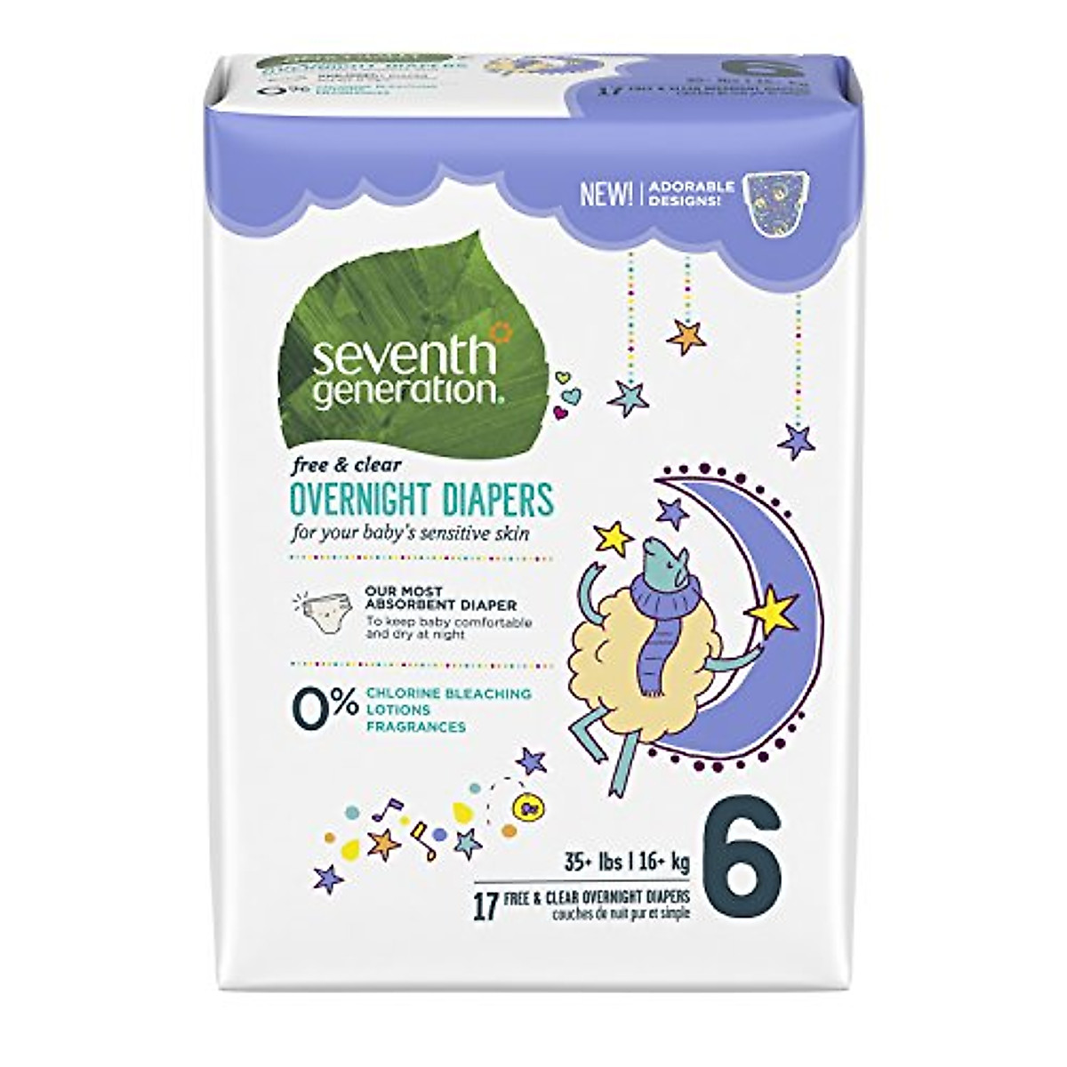 Seventh Generation Overnight Diapers - Size 6 - 17 ct