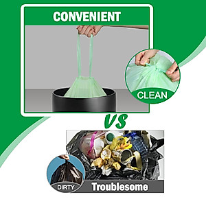 8 Gallon Compostable Trash Bags, 50 Count Drawstring Trash Bags Biodegradable, Heavy Duty Extra Thick Compost Bags, Kitchen Food Scrap Waste Bag, US BPI and OK Compost Home Certified