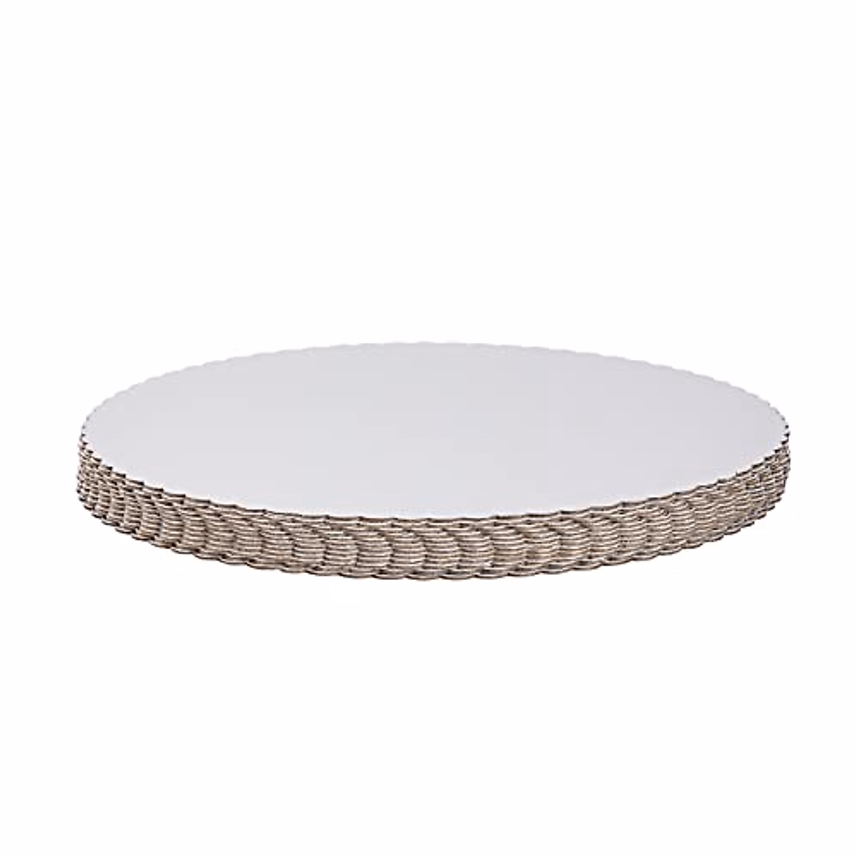 12-Pack Cake Boards 12 Inch, Elegant Round Scalloped Boards for Bakeries, Baking Desserts, Cake Decorating, Sturdy Cardboard Material, Disposable (Silver, 12x12x0.08 in)