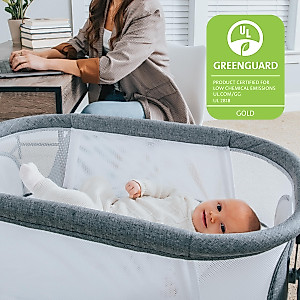 Chicco LullaGlide™ 3-in-1 Stationary Baby Bassinet, Gliding Bassinet and Portable Bassinet, Waterproof Mattress and Fitted Sheet, Travel Bassinet for Baby Includes Carry Bag | Luna/Grey