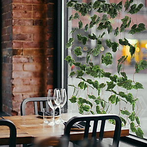 Grand Verde Grape Vines Artificial Ivy Hanging Greenery Garlands Silk Leaves Green Faux Foliage Decoration Bulk DIY Crafts Home Decor Indoor, 5 Strands