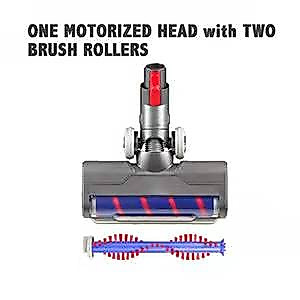 Upgraded Hardwood Floor Vacuum Attachments with Headlights for dyson V10 V11,Replacement Parts Motorhead for Dyson ,Soft Roller &PP Bristle Motorized Brush Accessories for Marble,Carpet,Rug Cleaning.