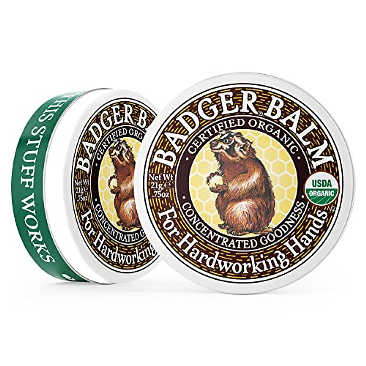 Badger - Hardworking Hands Healing Balm, Aloe Vera & Wintergreen, Working Hand Balm, Balm, for Dry Hands, Hand Moisturizer Balm, Certified Organic Hand Balm, Hand Repair Balm, 0.75 oz (2 Pack)