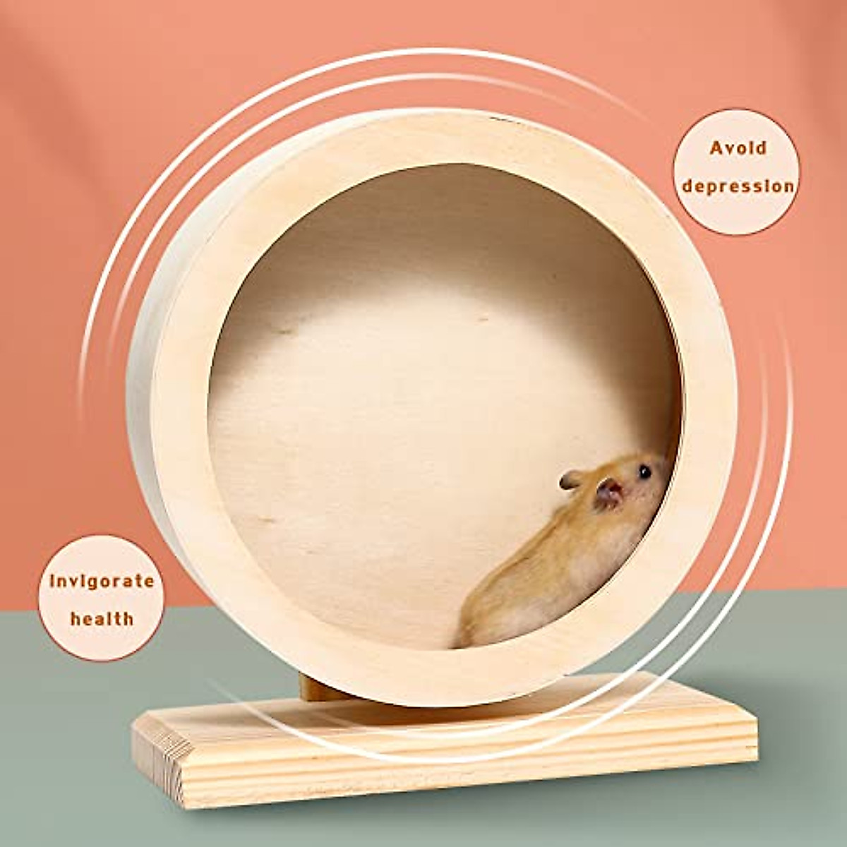 antiai Hamster Wooden Silent Wheel, Small Animal Exercise Wheel Accessories, Quiet Spinner Hamster Running Wheels Prevent Depression Toys for Hamsters, Gerbils, Mice and Other Small Pets (S)