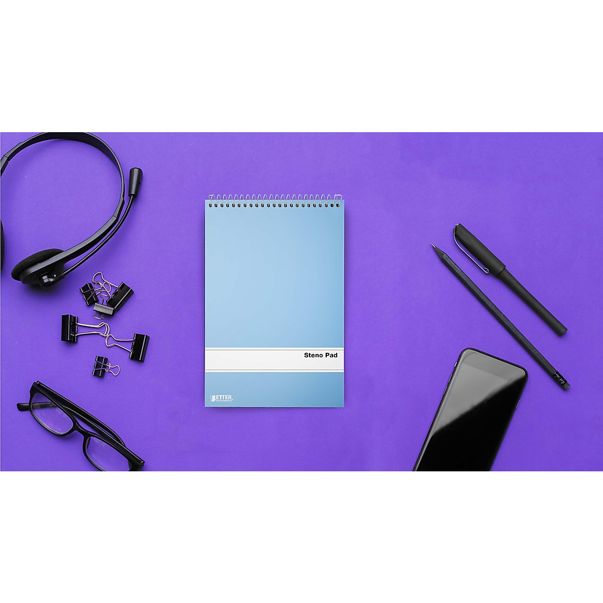 Better Office Products Spiral Steno Pads, 10 Pack, 6 x 9 inches, 80 Sheets, White Paper, Gregg Rule, Assorted Pastel Color Covers, 10 Steno Notebooks