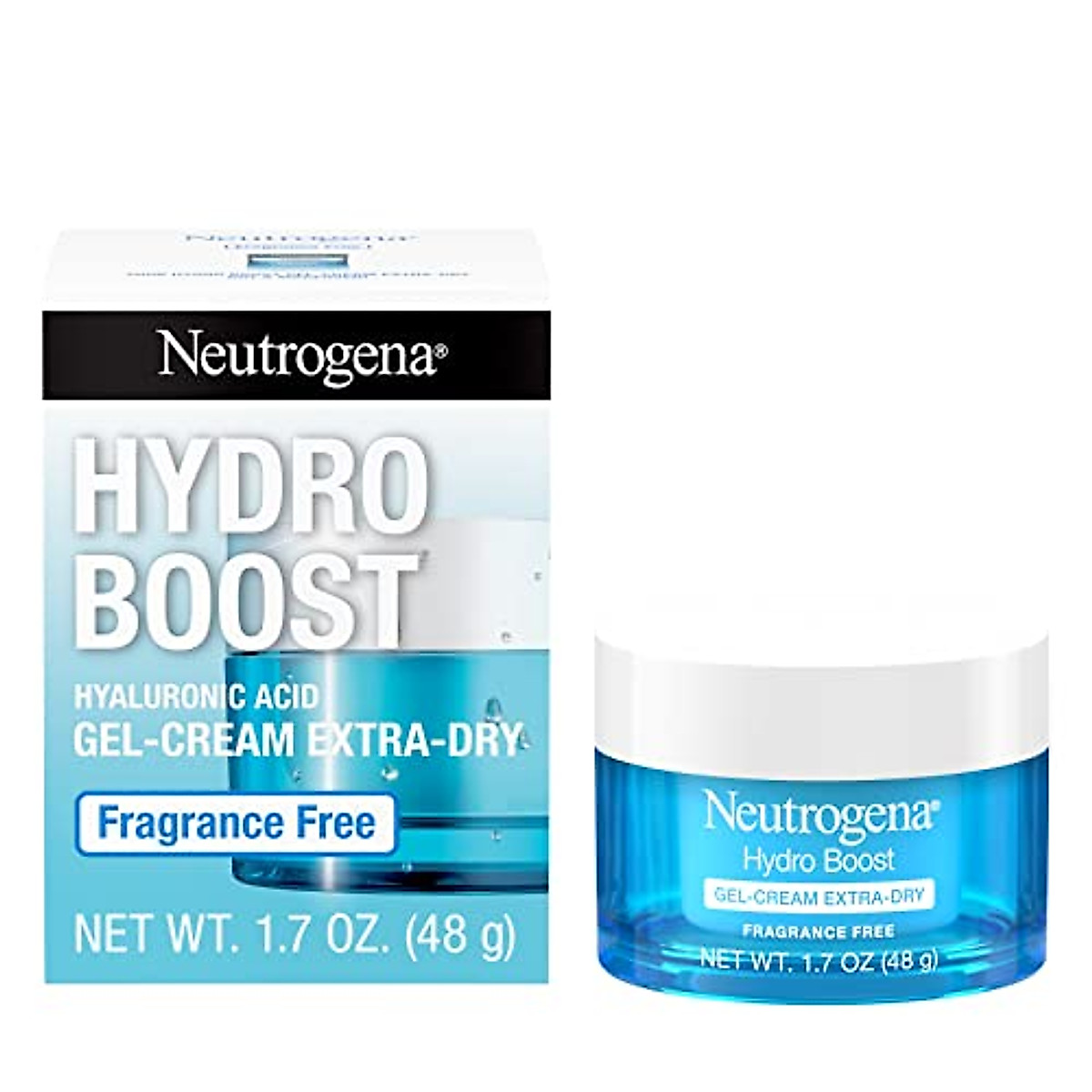 Neutrogena Hydro Boost Face Moisturizer with Hyaluronic Acid for Extra Dry Skin, Fragrance Free, Oil-Free, Non-Comedogenic Gel Cream Face Lotion, 1.7 oz