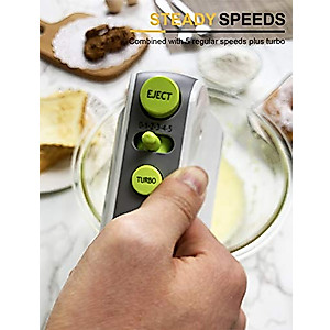 Hand Mixer Electric, MOSAIC Mixer with Cord & Attachments Storage and 4 Stainless Steel Accessories, Easy Eject Handheld Mixer for Whipping Mixing Cookies, Brownies, Cakes, Dough (White)